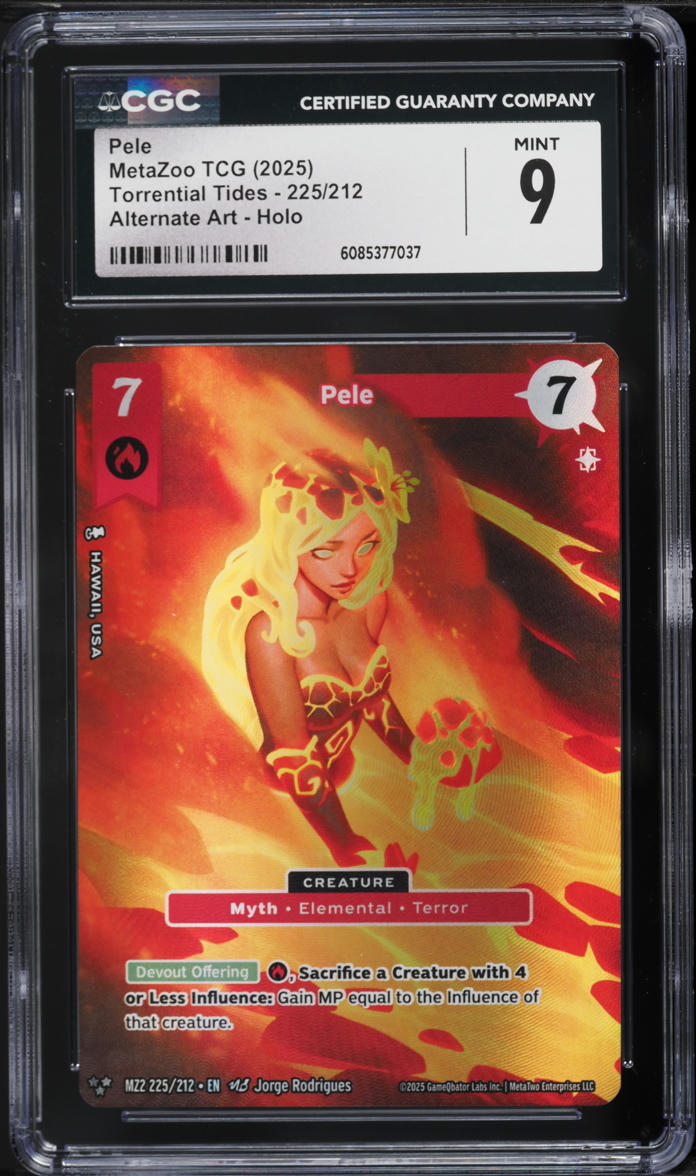 2025 MetaZoo TCG Torrential Tides Alt Art Pele #225 CGC 9 MINT on ...