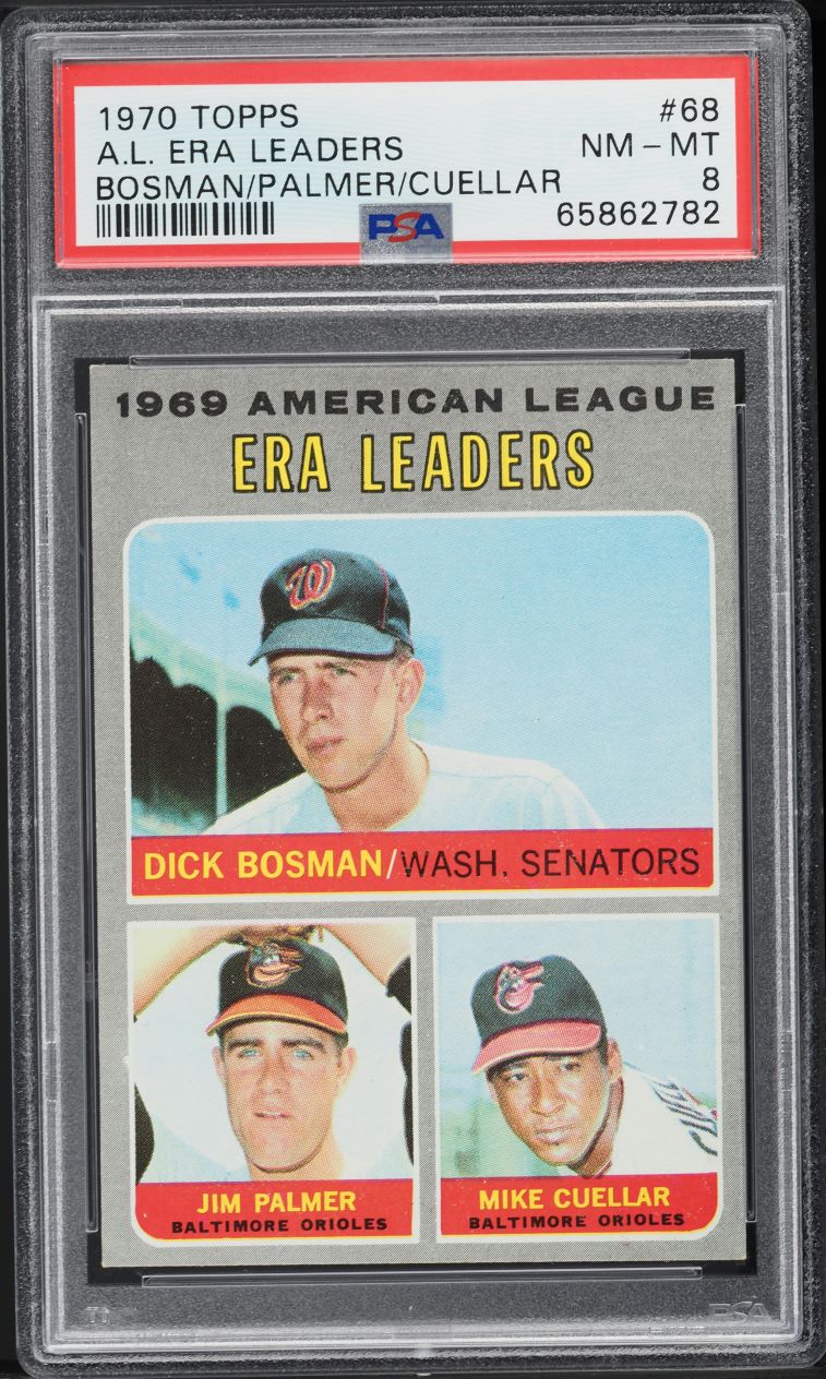 1970 Topps Jim Palmer Mike Cuellar Bosman AL ERA LDRS #68 PSA 8 NM-MT ...