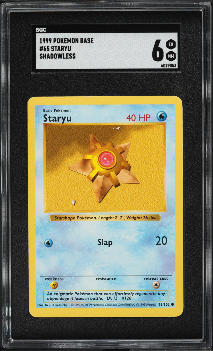 1999 Pokemon Base Set Shadowless Staryu #65 SGC 6 EXMT on Fanatics Collect