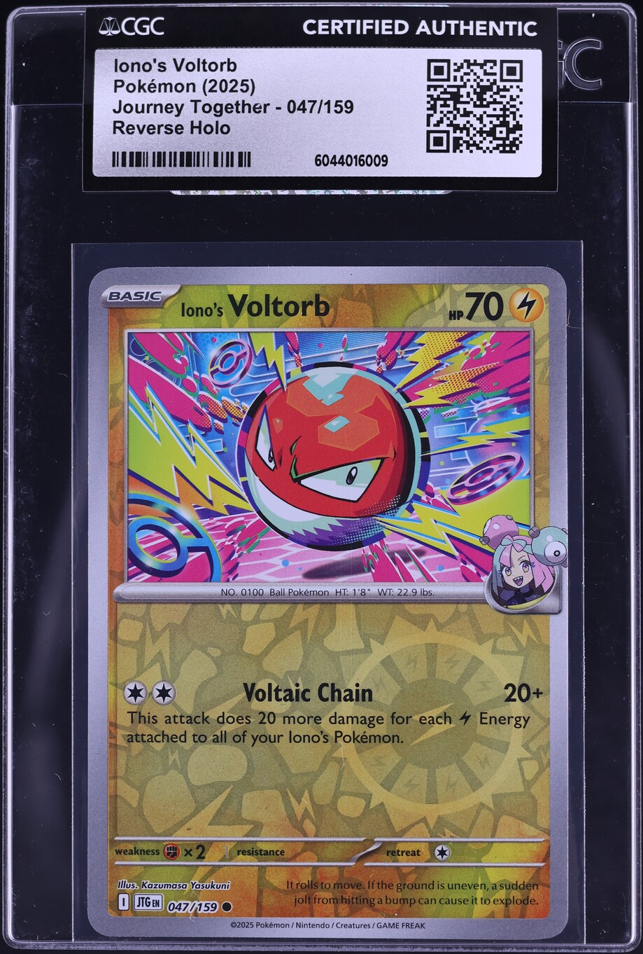 2025 Pokemon SV Journey Together Reverse Holo Iono's Voltorb #47 CGC ...