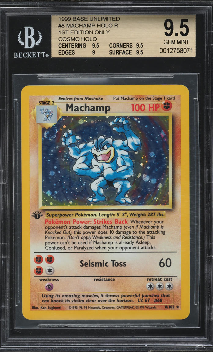 1999 Pokemon Base Set 1st Edition Holo Machamp #8 BGS 9.5 GEM MINT on ...