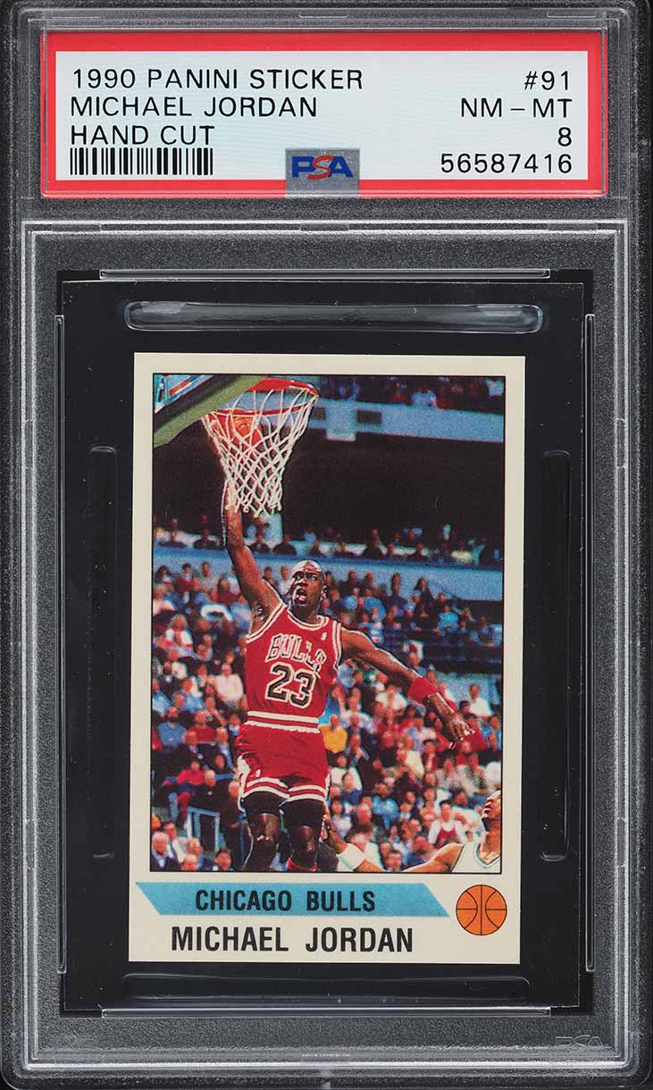 1990 Panini Sticker Michael Jordan #91 PSA 8 NM-MT on Fanatics Collect