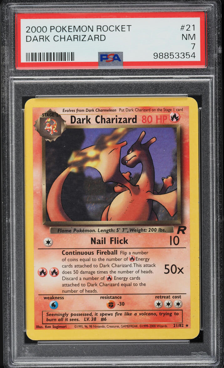 2000 Pokemon Team Rocket Dark Charizard #21 PSA 7 NRMT on Fanatics Collect
