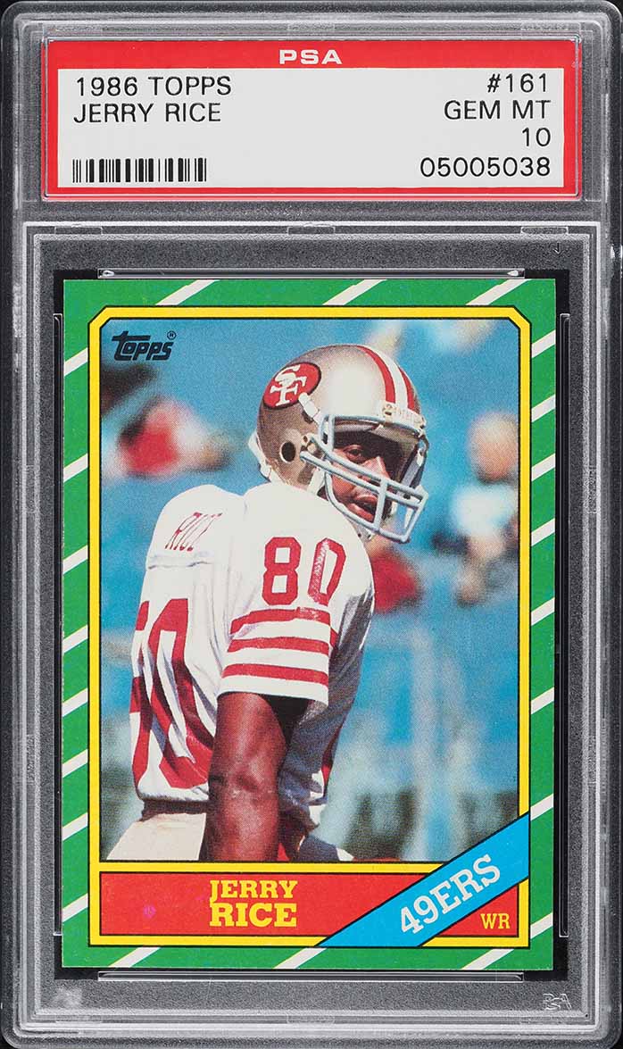 1986 Topps Football Jerry Rice ROOKIE #161 PSA 10 GEM MINT on Fanatics ...