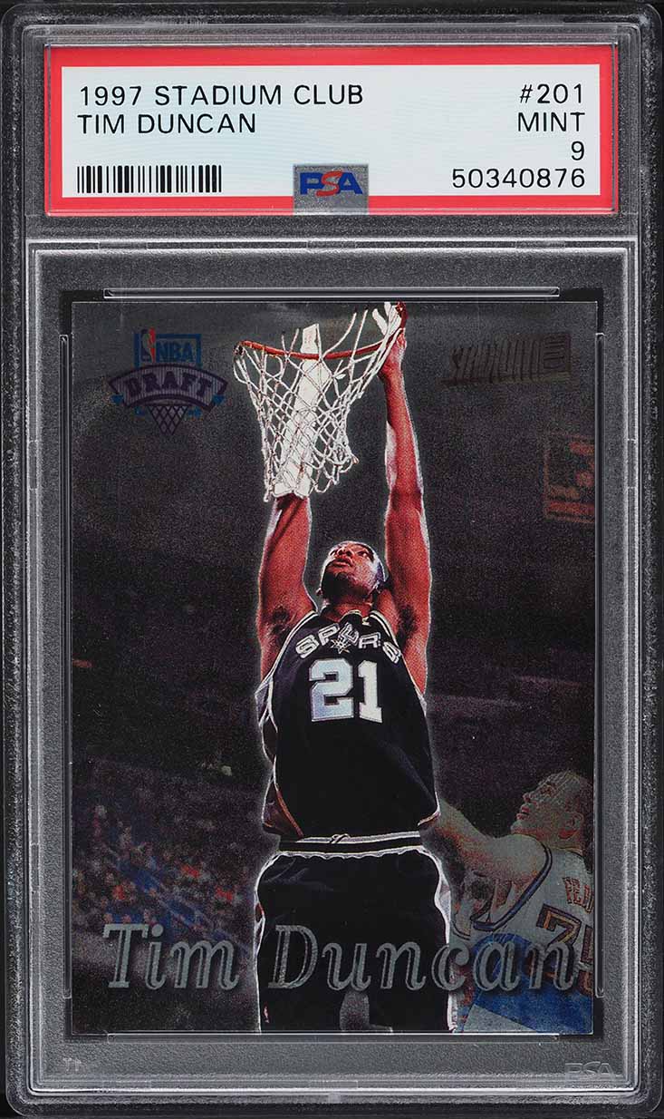 1997 Stadium Club Basketball Tim Duncan ROOKIE #201 PSA 9 MINT on ...