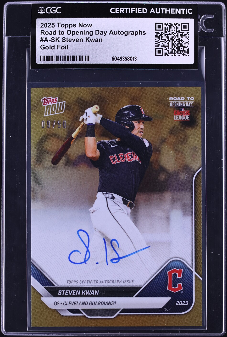 2025 Topps Now Road To Opening Day Gold Foil Steven Kwan AUTO /50 #A-SK ...