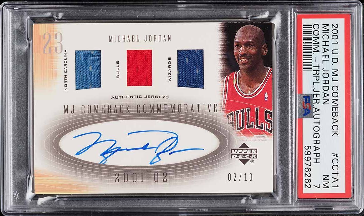2001 Upper Deck MJ Comeback Michael Jordan PATCH AUTO /10 #CCTA1 PSA 7 ...
