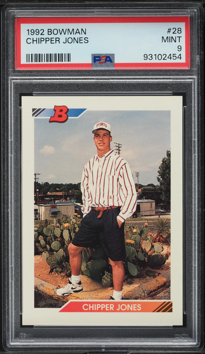 1992 Bowman Chipper Jones ROOKIE #28 PSA 9 MINT on Fanatics Collect