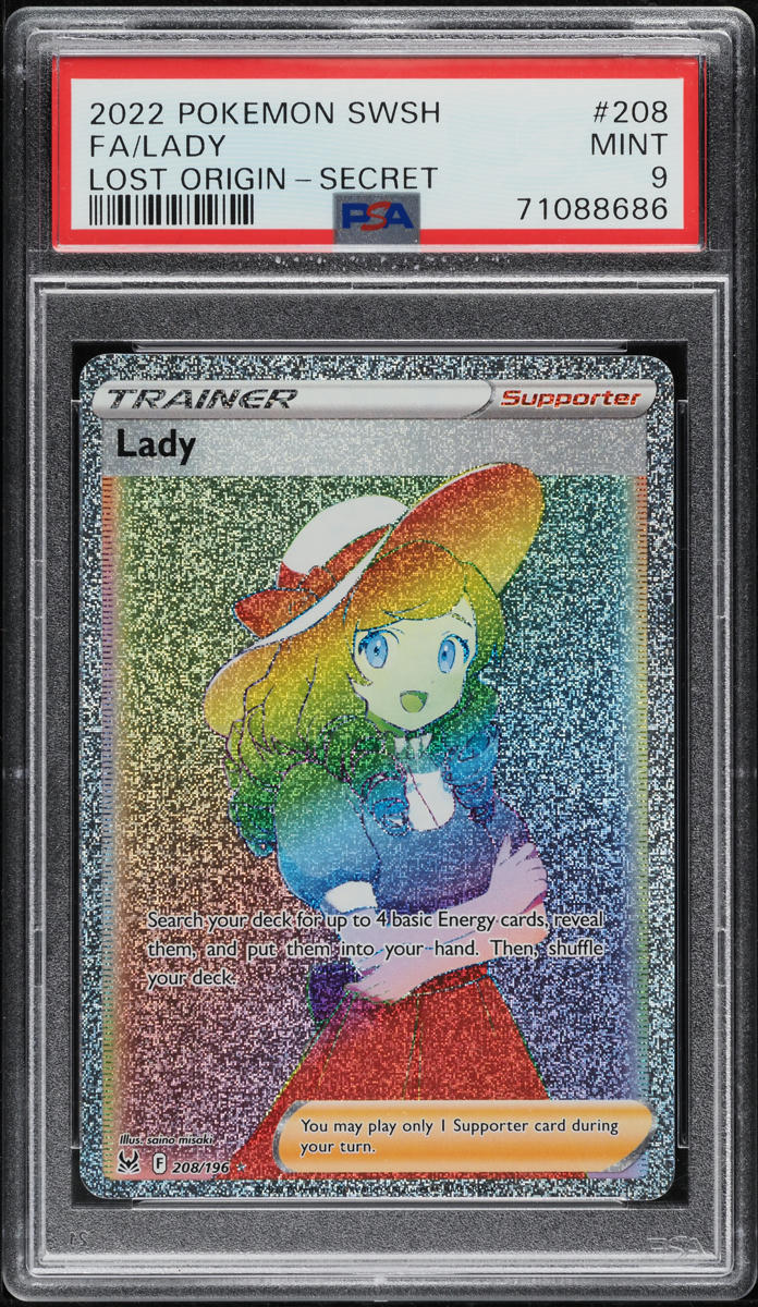 2022 Pokemon Sword & Shield Lost Origin Hyper Rare Lady #208 PSA 9 MINT ...