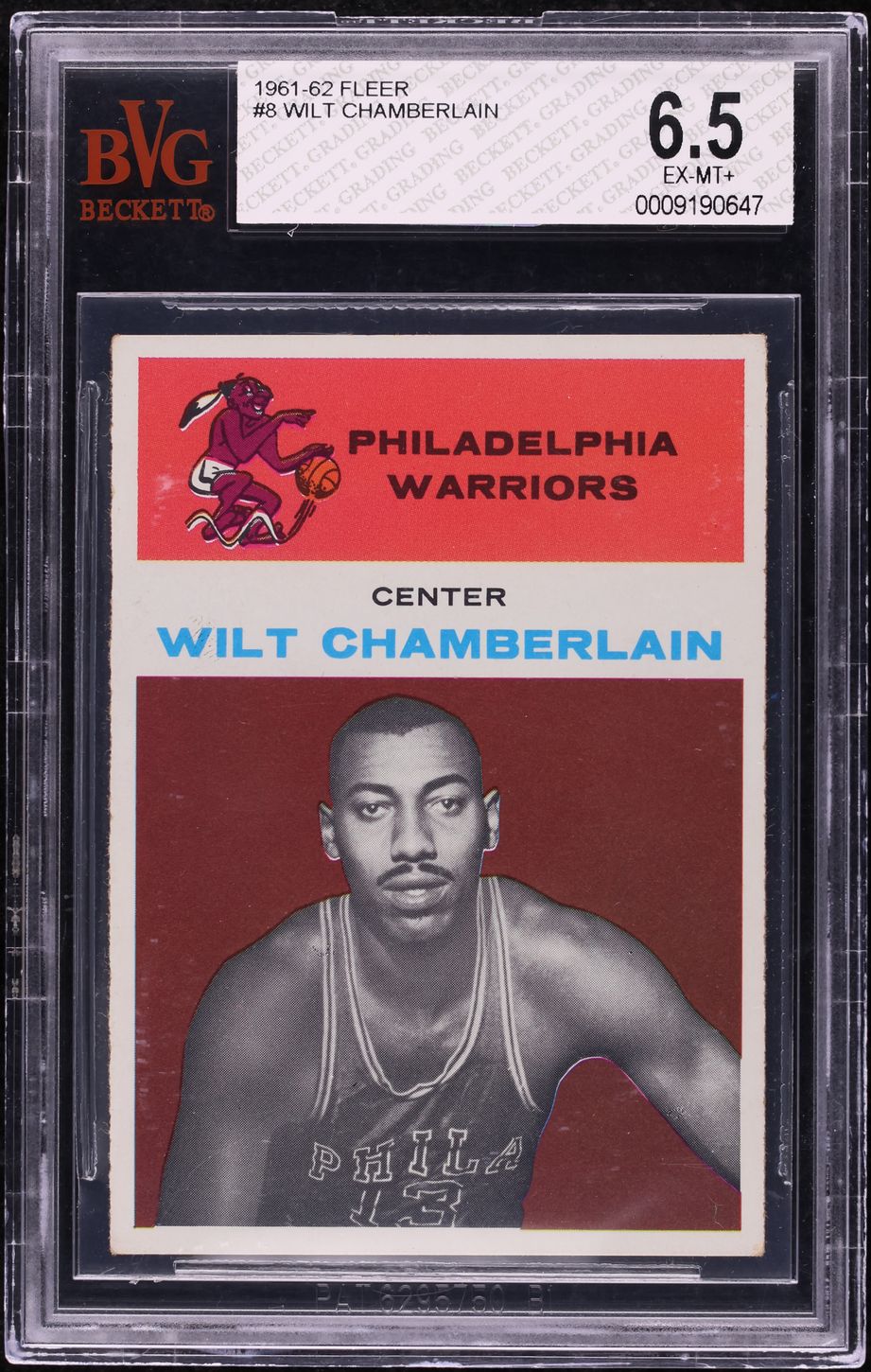 1961 Fleer Basketball Wilt Chamberlain ROOKIE #8 BVG 6.5 EXMT+ on ...