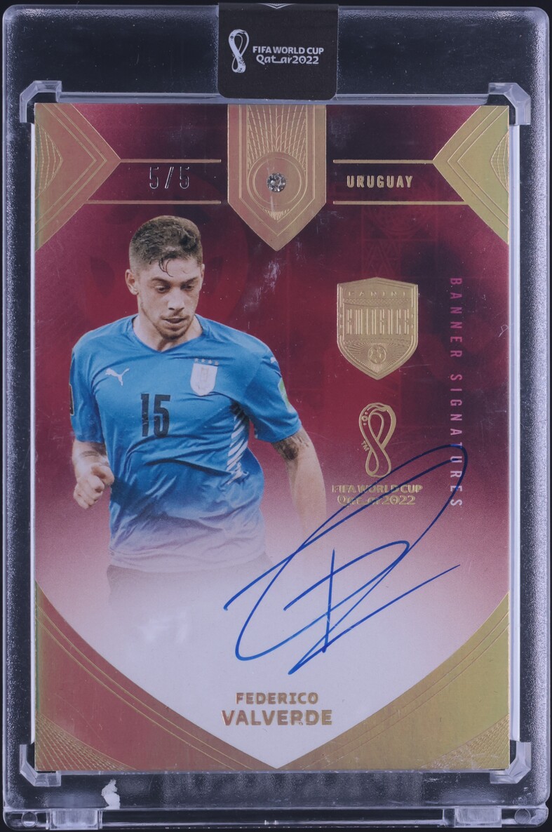 2022 Panini Eminence FIFA World Cup Qatar Banner Gold Federico Valverde ...