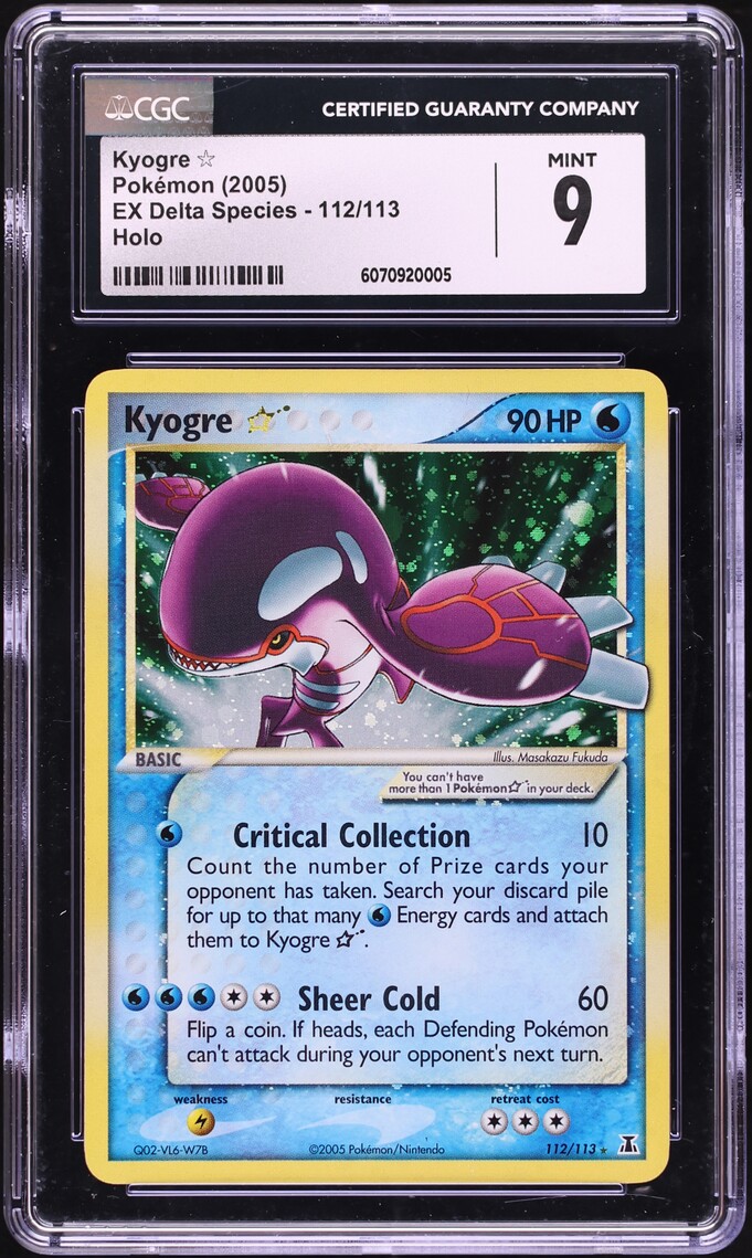 2005 Pokemon EX Delta Species Holo Kyogre Gold Star #112 CGC 9 MINT on ...