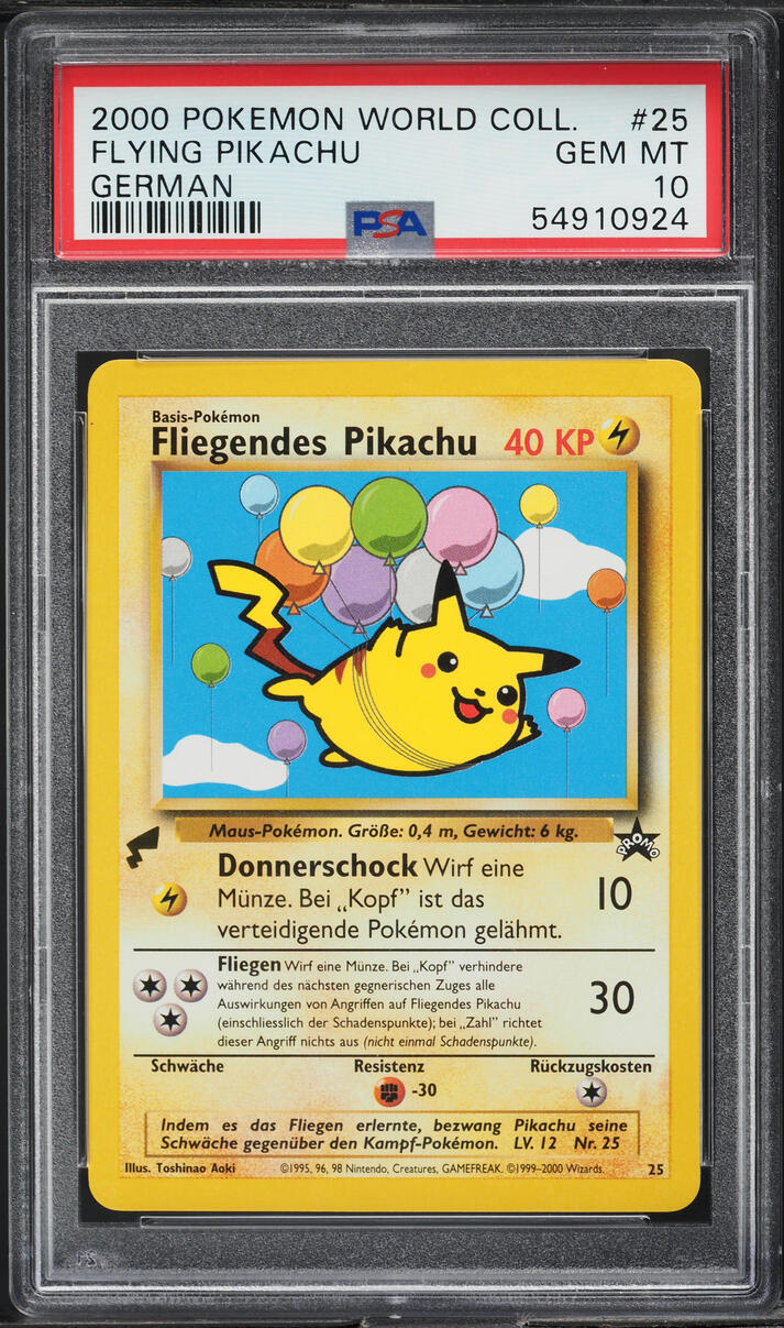 2000 Pokemon German World Collection Fliegendes Pikachu #25 PSA 10 GEM ...