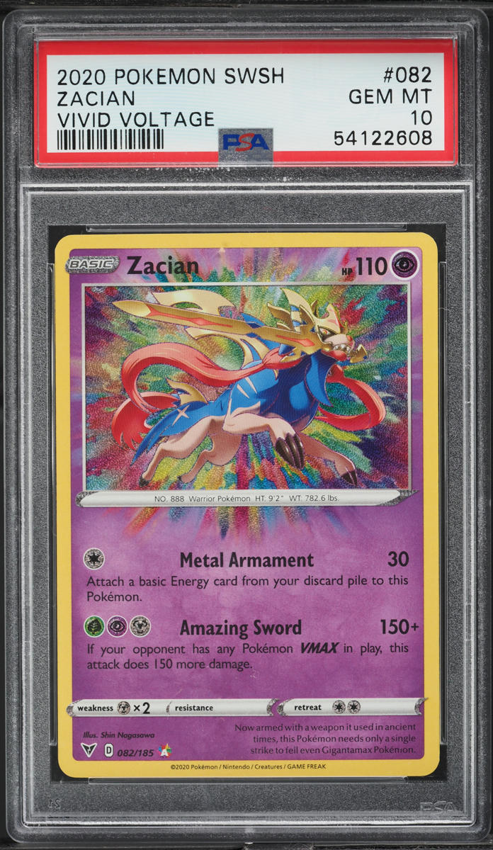 2020 Pokemon Sword & Shield Vivid Voltage Amazing Rare Zacian #82 PSA ...