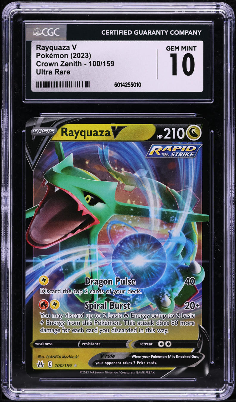 2023 Pokemon Sword & Shield Crown Zenith Rayquaza V #100 CGC 10 GEM ...