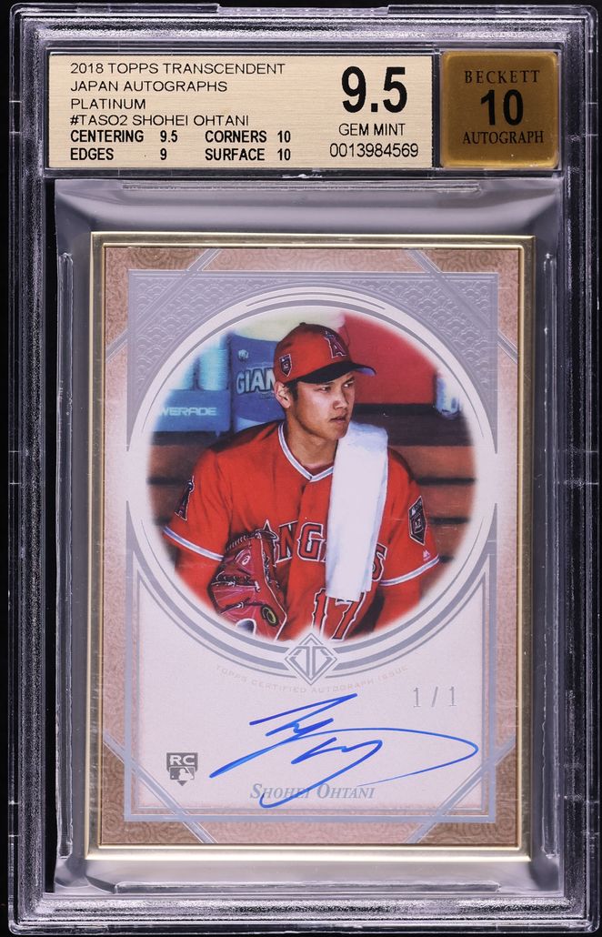 2018 Topps Transcendent Japan Platinum Shohei Ohtani ROOKIE AUTO 1/1 # ...