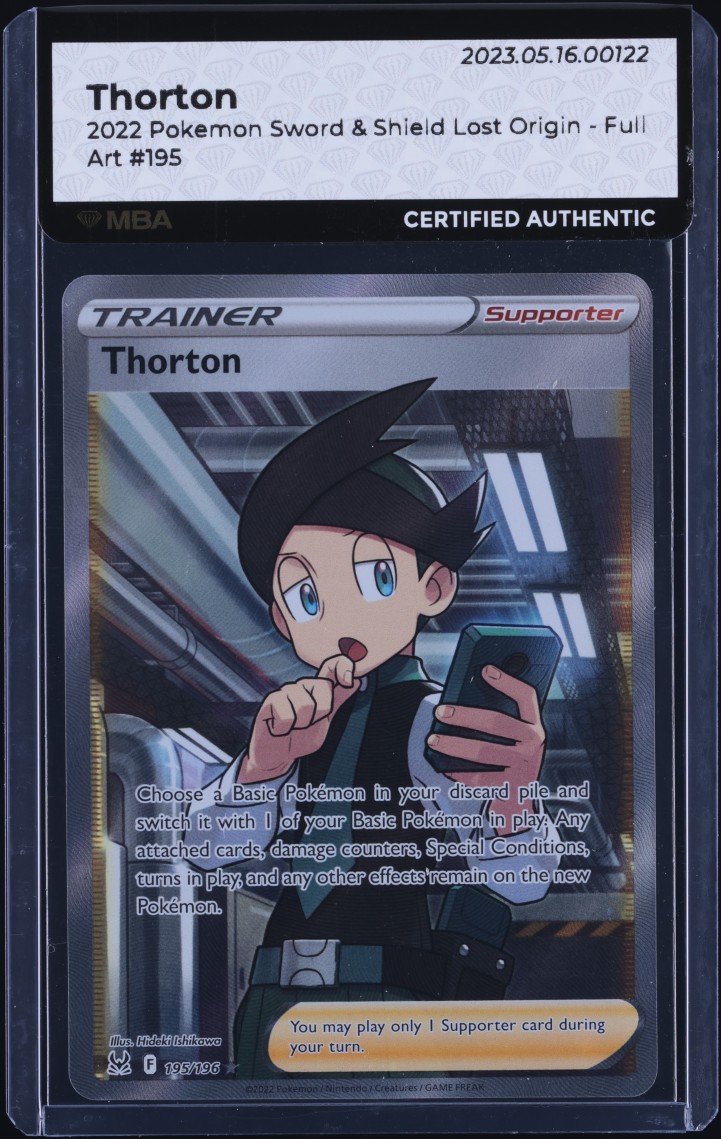 2022 Pokemon Sword & Shield Lost Origin Full Art Thorton #195 MBA AUTH ...