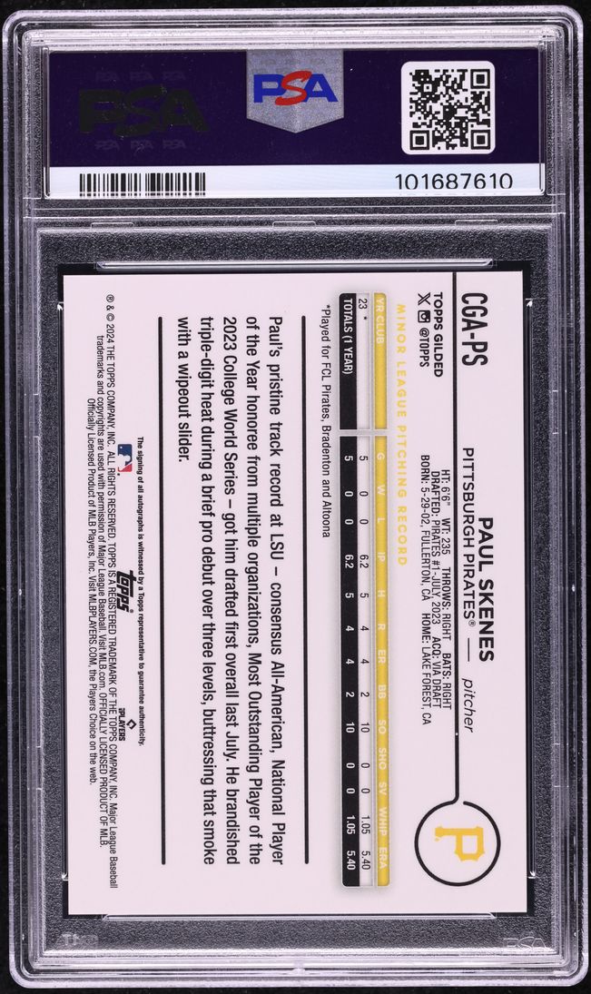 2024 Topps Chrome Gilded Gold Superfractor Paul Skenes ROOKIE AUTO 1/1 ...