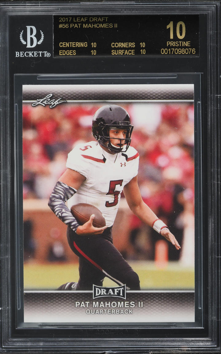 2017 Leaf Draft Patrick Mahomes II ROOKIE #56 BGS 10 PRISTINE, BLACK ...