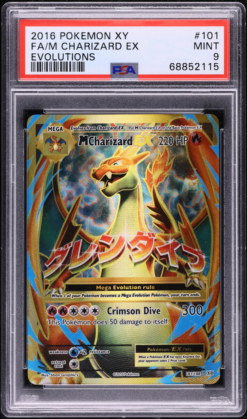 2016 Pokemon XY Evolutions Full Art M Charizard EX #101 PSA 9 MINT on ...