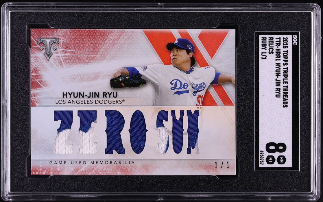 2015 Topps Triple Threads Ruby Hyun-Jin Ryu PATCH 1/1 #TTR-HRR1 SGC 8 ...