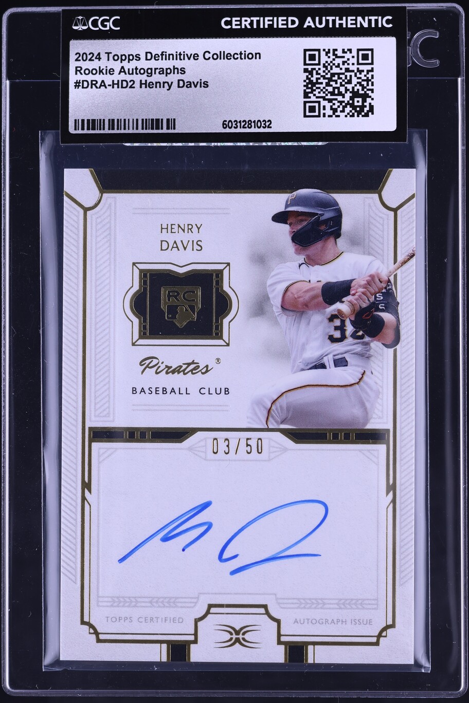 2024 Topps Definitive Collection Henry Davis ROOKIE AUTO /50 #DRA-HD2 ...