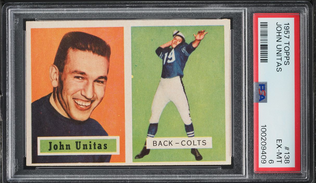 1957 Topps Football Johnny Unitas ROOKIE #138 PSA 6 EXMT on Fanatics ...