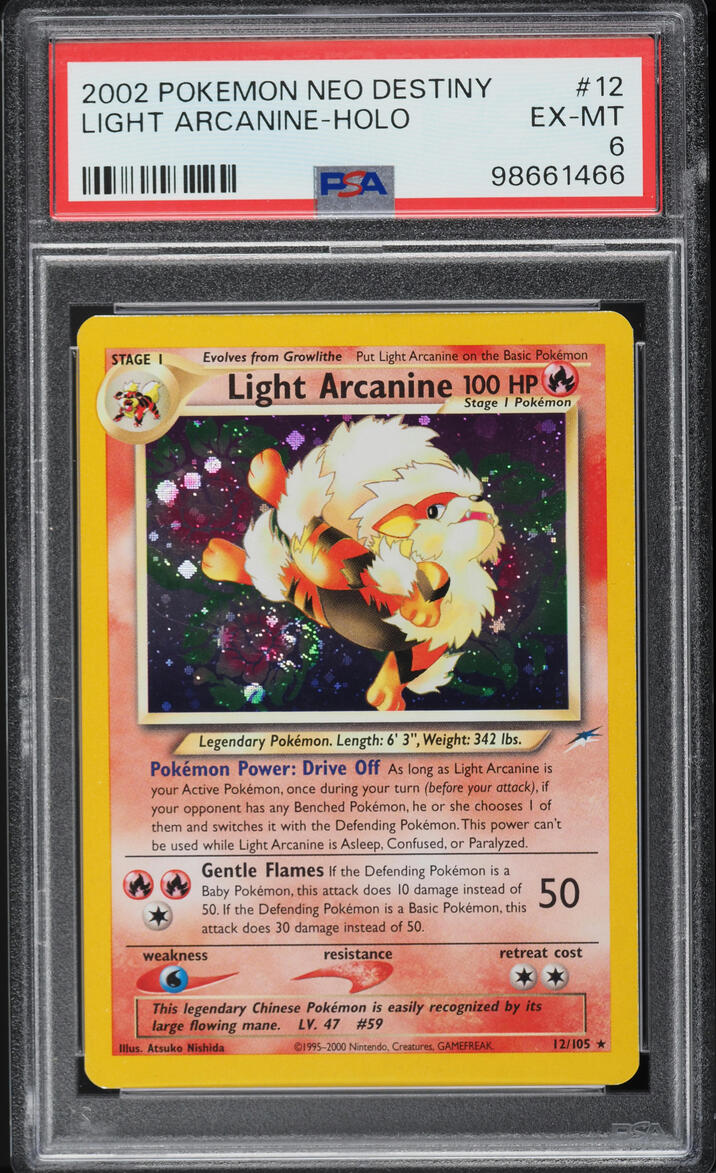 2002 Pokemon Neo Destiny Holo Light Arcanine #12 PSA 6 EXMT on Fanatics ...