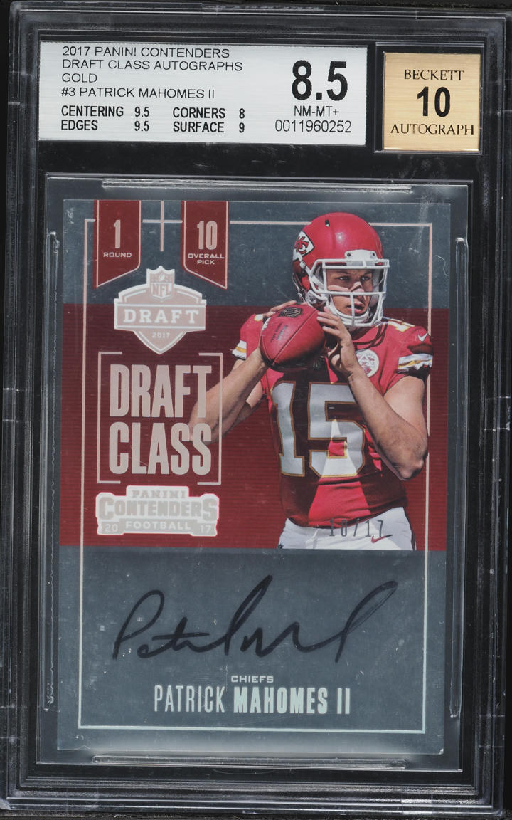 2017 Panini Contenders Draft Class Gold Patrick Mahomes II ROOKIE AUTO ...