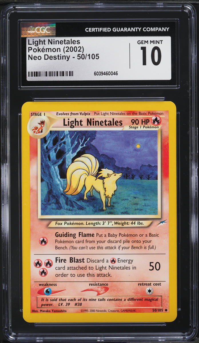 2002 Pokemon Neo Destiny Light Ninetales #50 CGC 10 GEM MINT on ...