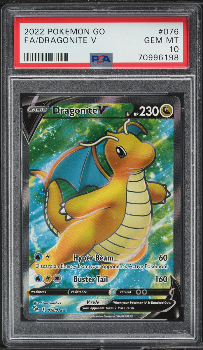 2022 Pokemon Sword & Shield Pokemon GO Full Art Dragonite V #76 PSA 10 ...