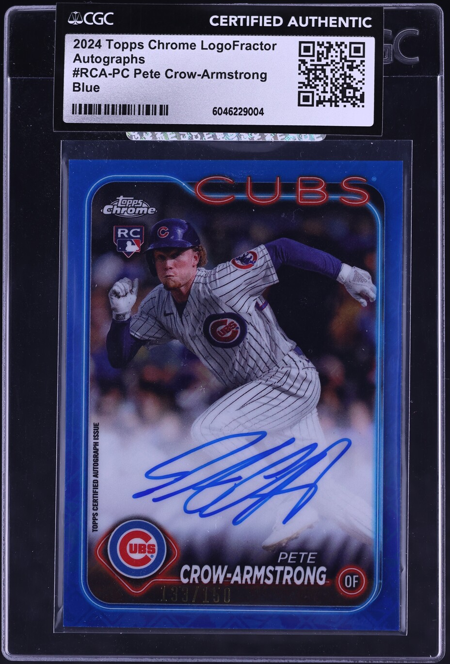 2024 Topps Chrome Logofractor Blue Pete Crow-Armstrong ROOKIE AUTO /150 ...