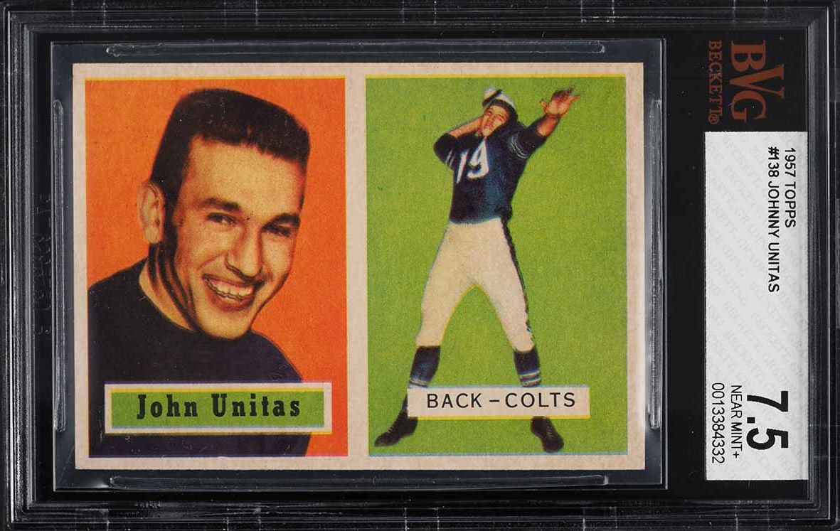 1957 Topps Football Johnny Unitas ROOKIE #138 BVG 7.5 NRMT+ on Fanatics ...
