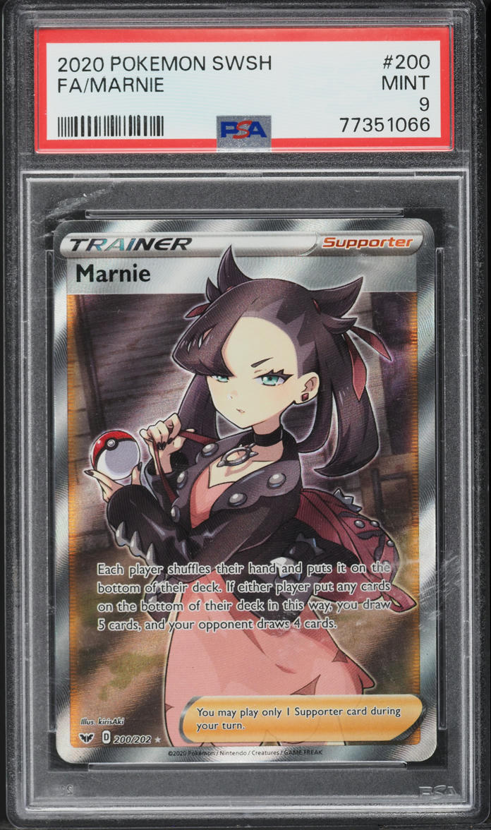 2020 Pokemon Sword & Shield Full Art Marnie #200 PSA 9 MINT on Fanatics ...