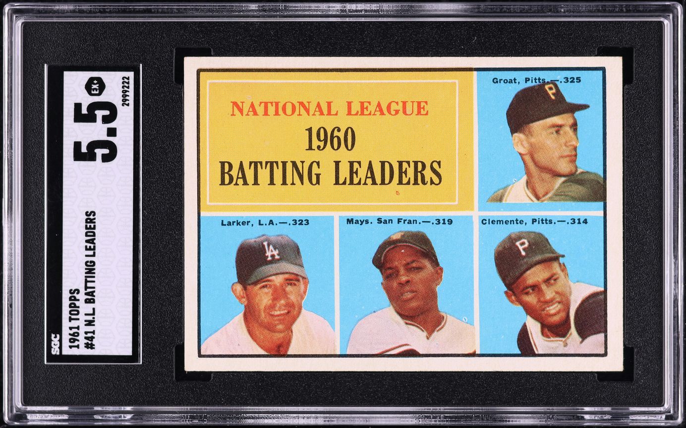 1961 Topps Bob Clemente Willie Mays NL BATTING LEADERS #41 SGC 5.5 EX+ ...