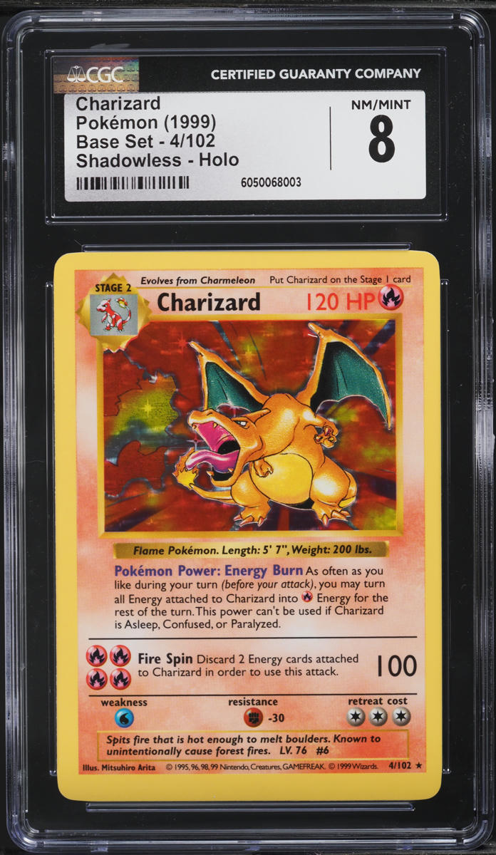 1999 Pokemon Base Set Shadowless Holo Charizard #4 CGC 8 NM-MT on ...