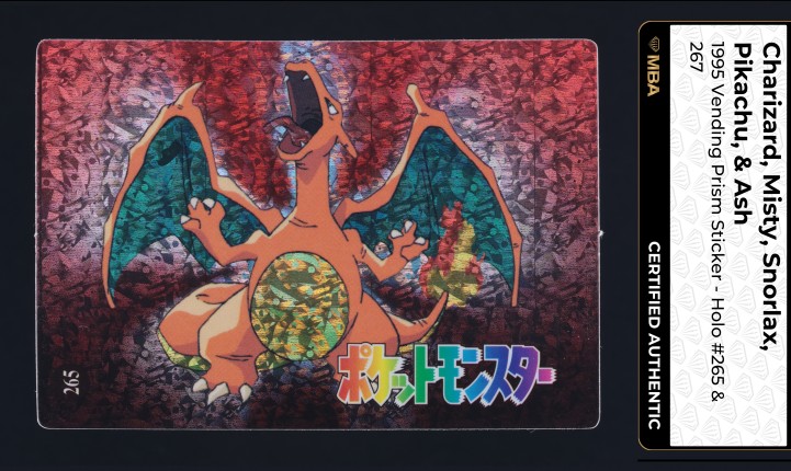 1995 Vending Prism Sticker Holo Charizard Misty Snorlax Pikachu Ash MBA ...