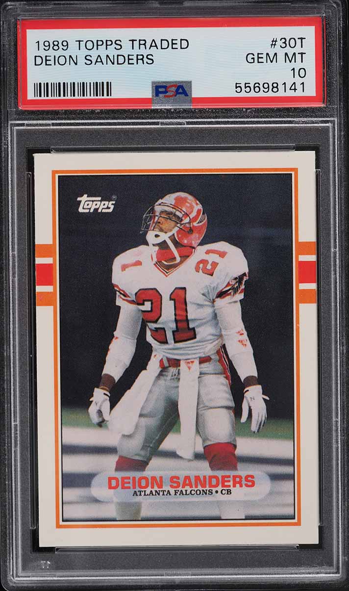 1989 Topps Traded Deion Sanders ROOKIE RC #30T PSA 10 GEM MINT on ...