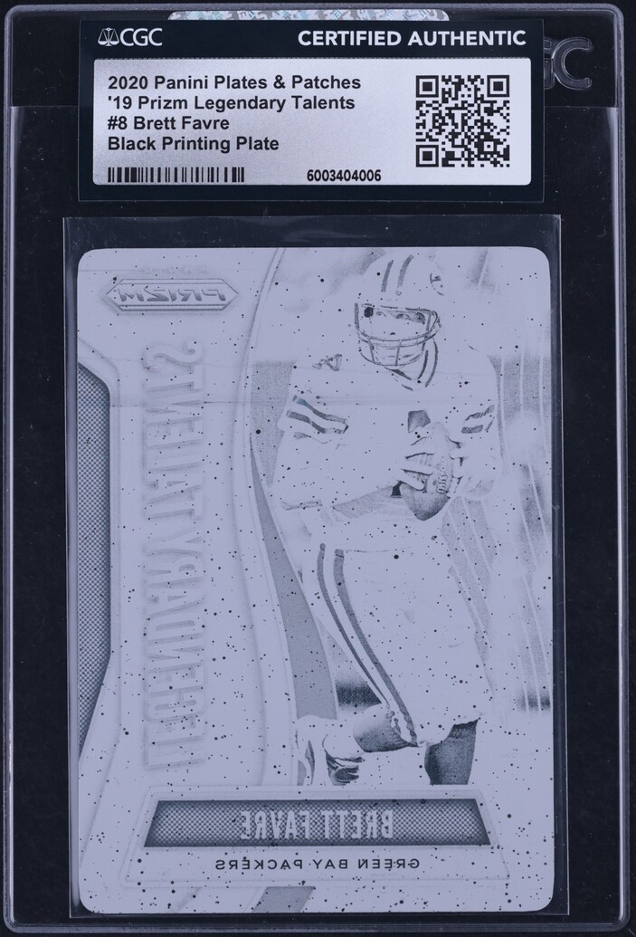 2020 Panini Plates & Patches Black Print Plate Brett Favre 1/1 CGC AUTH ...