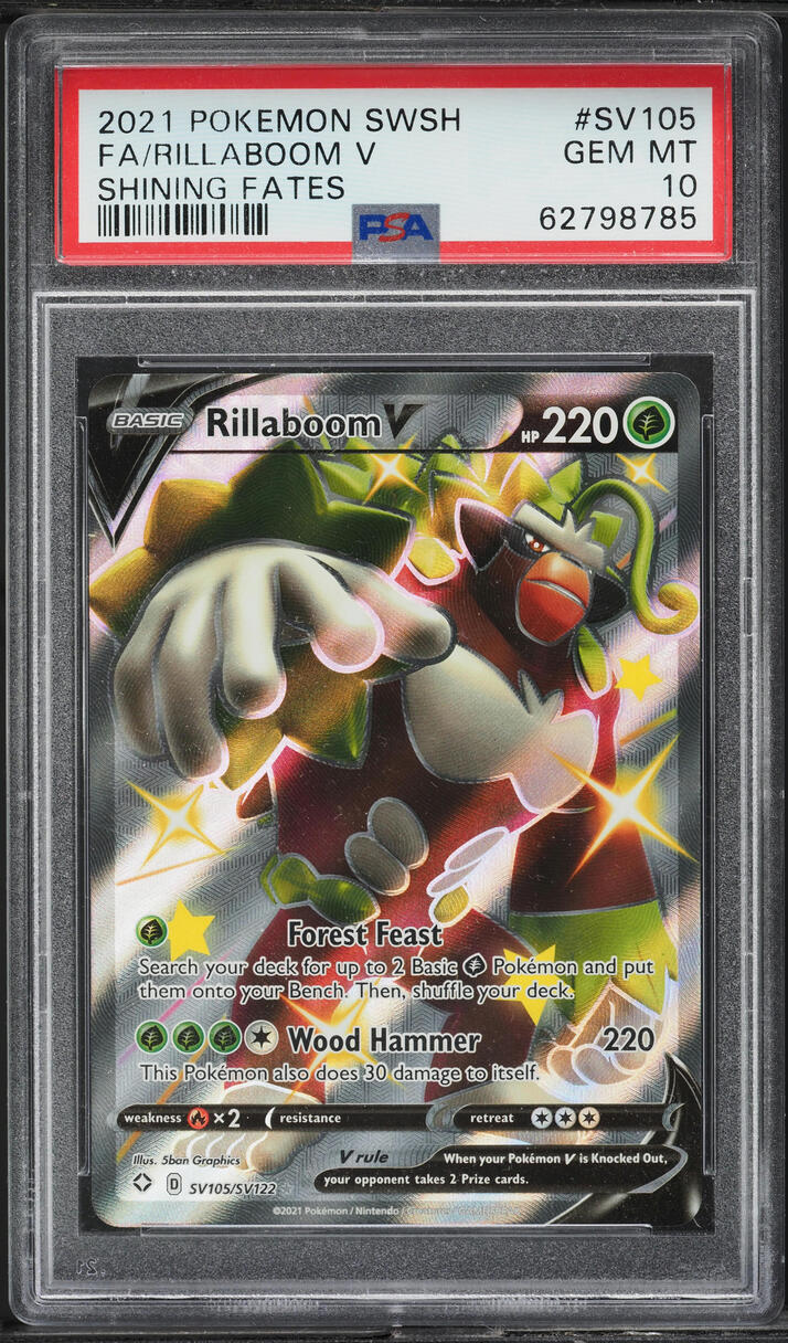 2021 Pokemon SWSH Shining Fates Shiny Rillaboom V #SV105 PSA 10 GEM ...