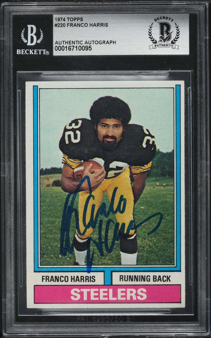 1974 Topps Franco Harris AUTO #220 BAS BGS AUTH on Fanatics Collect
