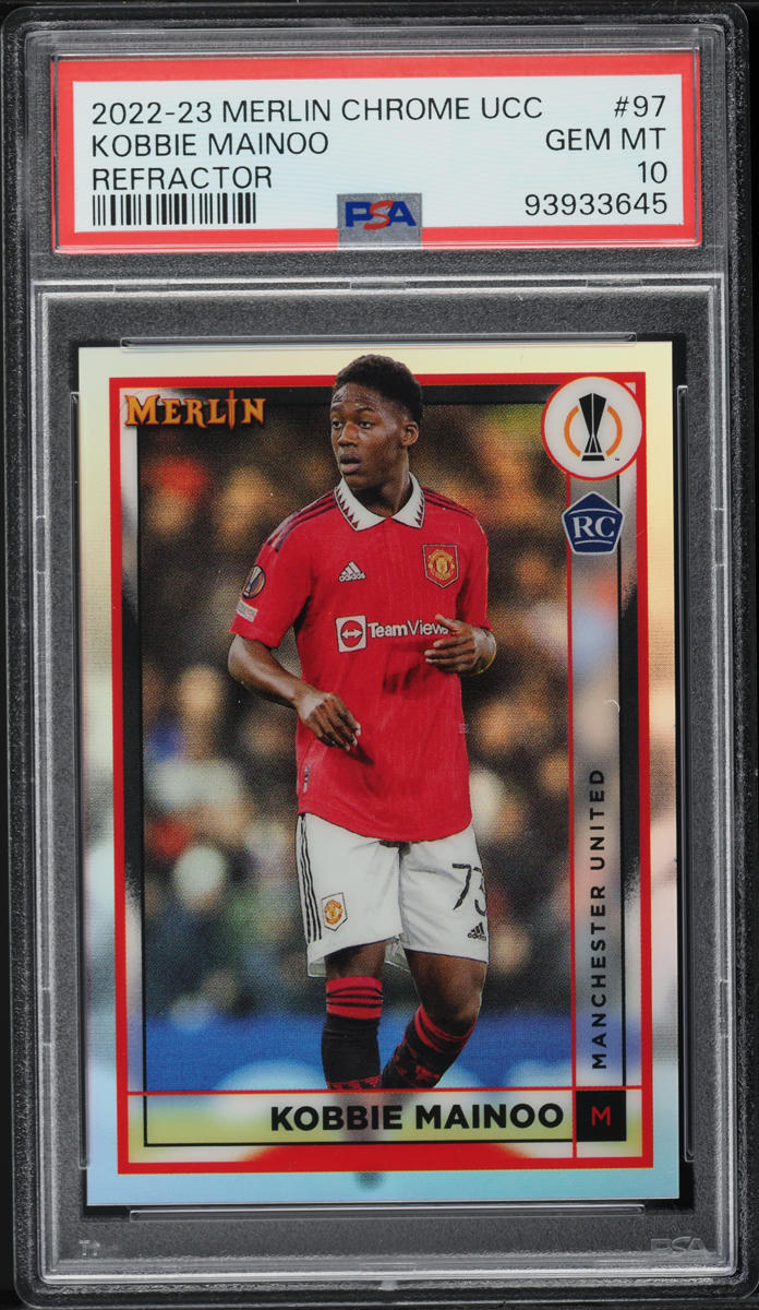 2022 Topps Merlin Chrome UEFA Refractor Kobbie Mainoo ROOKIE #97 PSA 10 ...