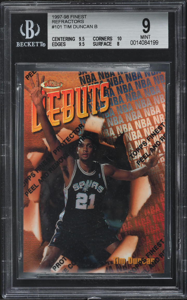 1997 Finest Refractor Tim Duncan ROOKIE #101 BGS 9 MINT on Fanatics Collect