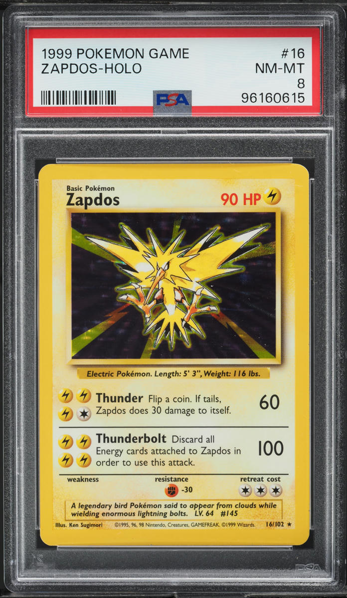 1999 Pokemon Base Set Holo Zapdos #16 PSA 8 NM-MT on Fanatics Collect