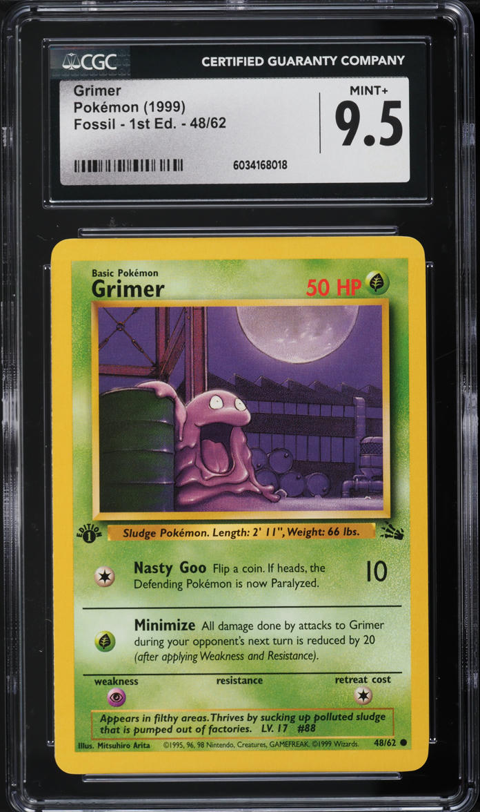 1999 Pokemon Fossil 1st Edition Grimer #48 CGC 9.5 MINT+ on Fanatics Collect