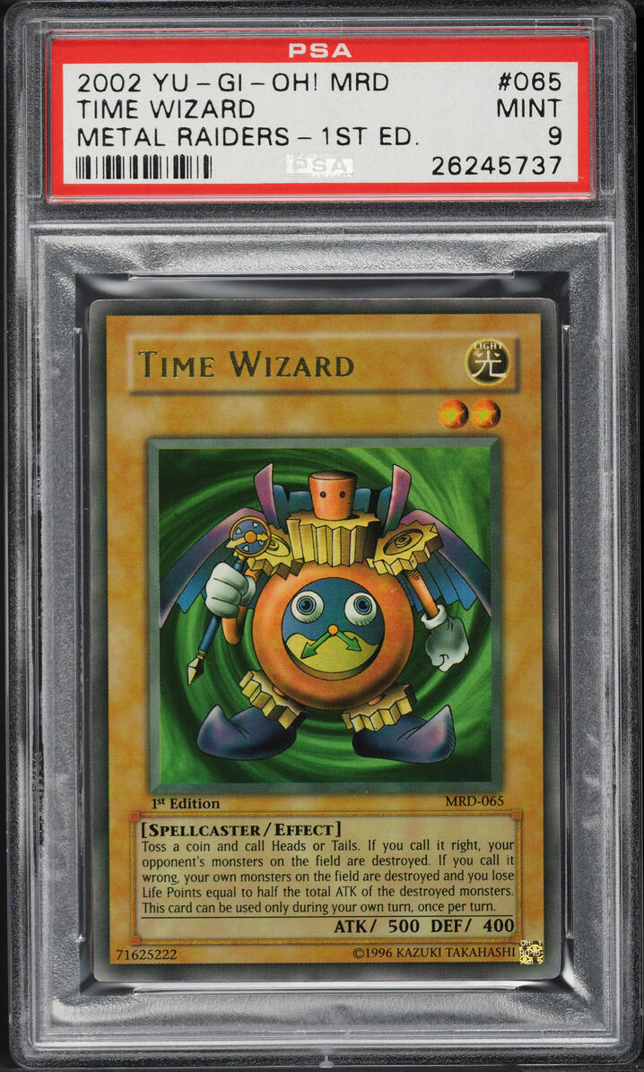 2002 Yu-Gi-Oh! Metal Raiders 1st Edition Time Wizard #MRD-065 PSA 9 MINT on Fanatics Collect