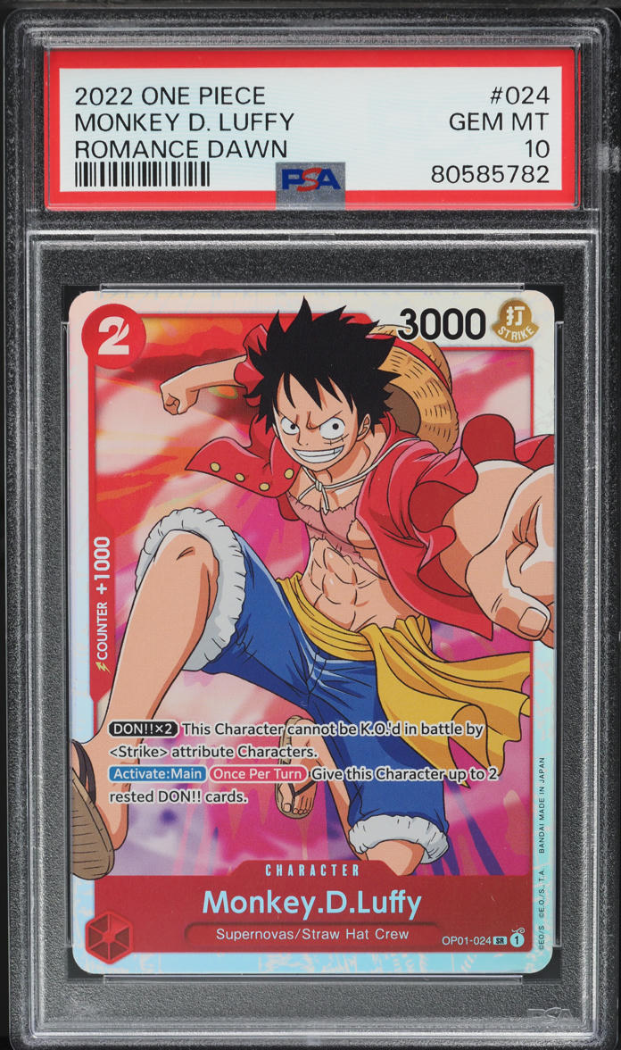 2022 One Piece Romance Dawn Monkey D. Luffy #OP01-024 PSA 10 GEM MINT on Fanatics Collect