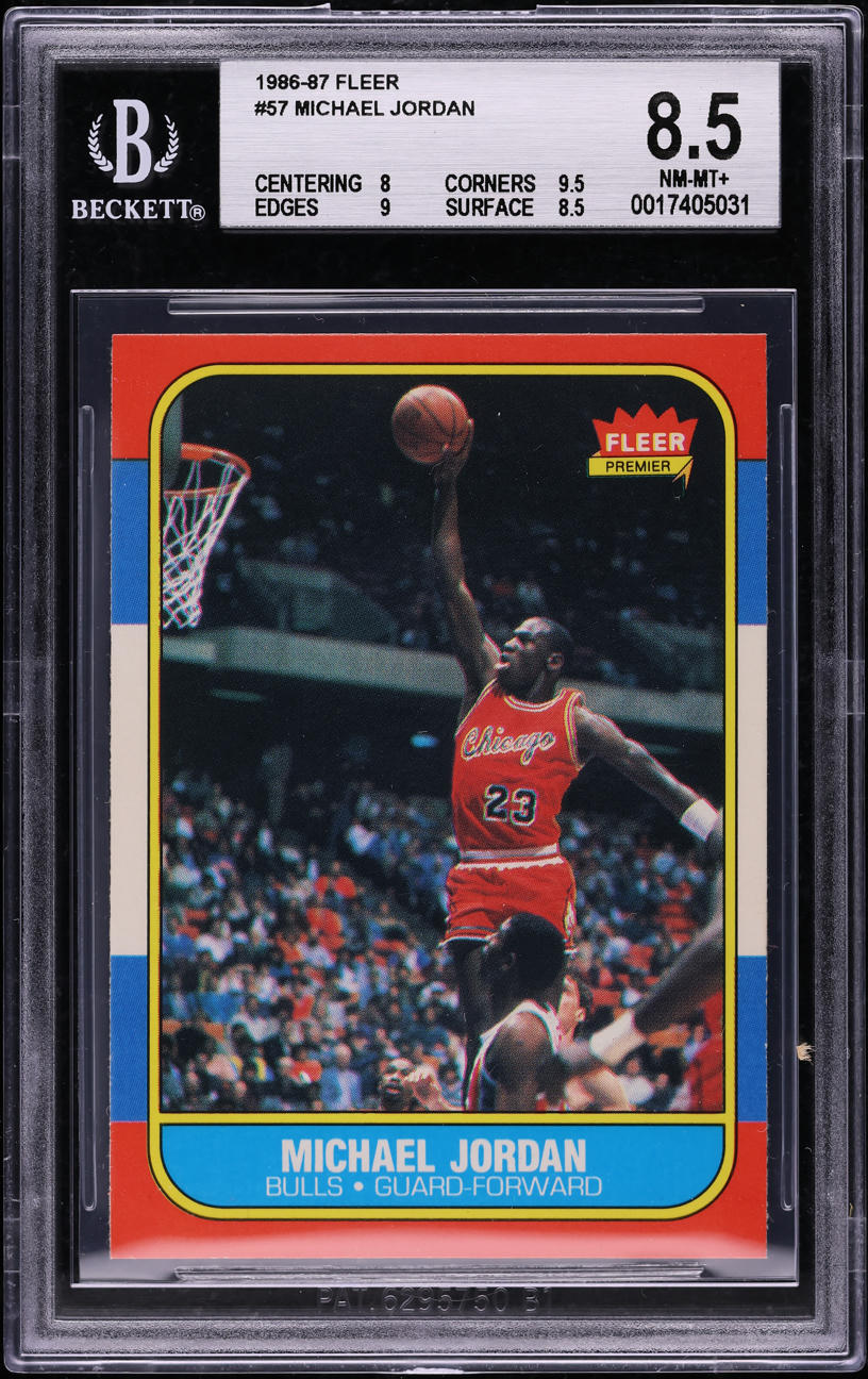 1986 Fleer Basketball Michael Jordan ROOKIE #57 BGS 8.5 NM-MT+ on ...