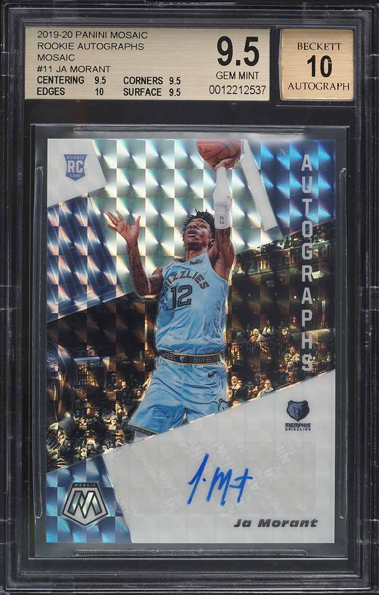 2019 Panini Mosaic Ja Morant ROOKIE AUTO #11 BGS 9.5 GEM MINT on ...