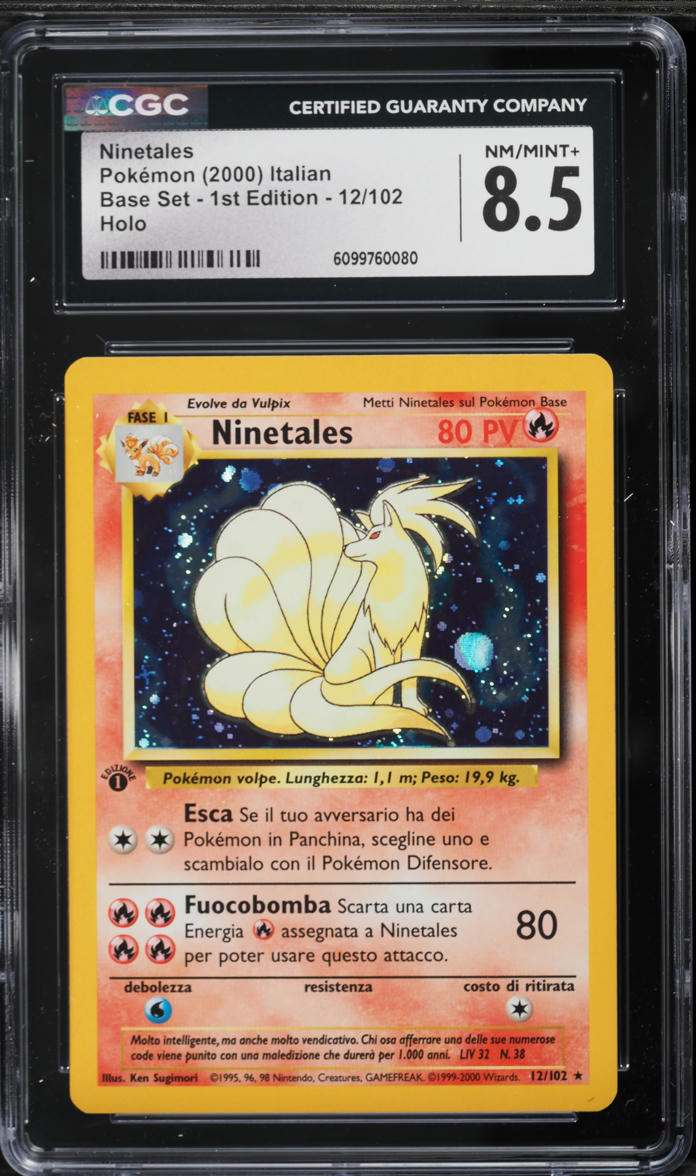 2000 Pokemon Italian Base Set 1st Edition Holo Ninetales #12 CGC 8.5 NM ...